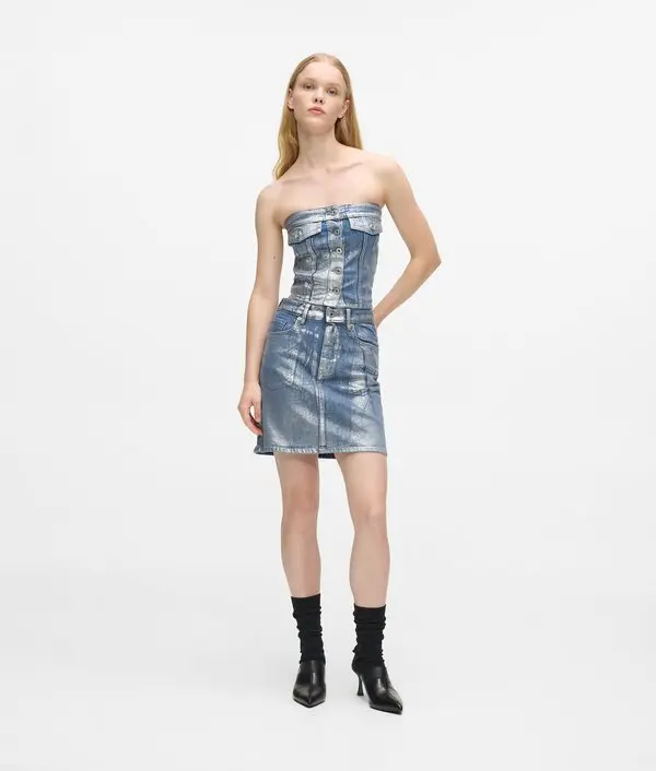 KL JEANS Coated Denim Mini Skirt - Coated Blue