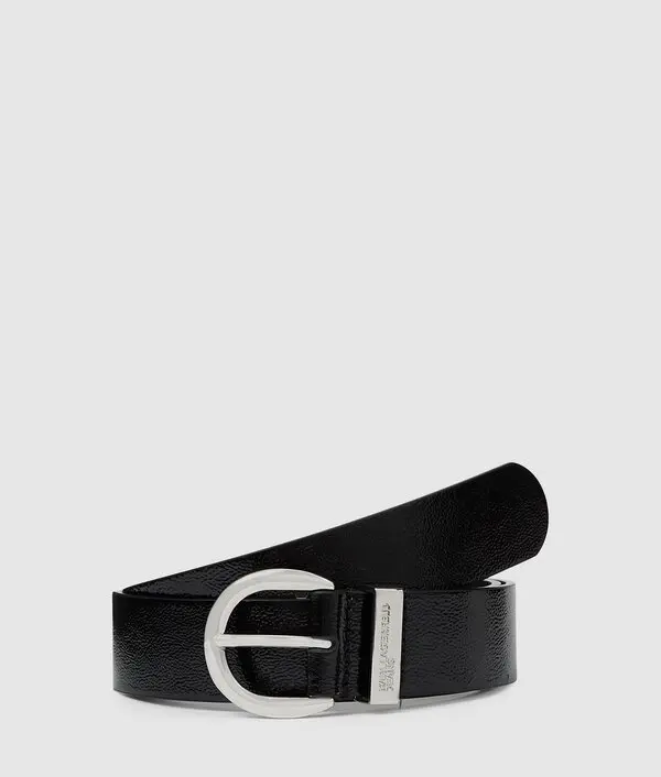 KL JEANS Jeans Round Buckle Leather Belt - Black