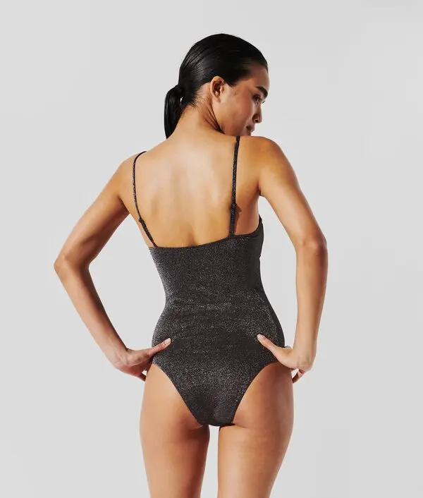 Karl Lagerfeld K/signature Metallic Bandeau One-piece Swimsuit