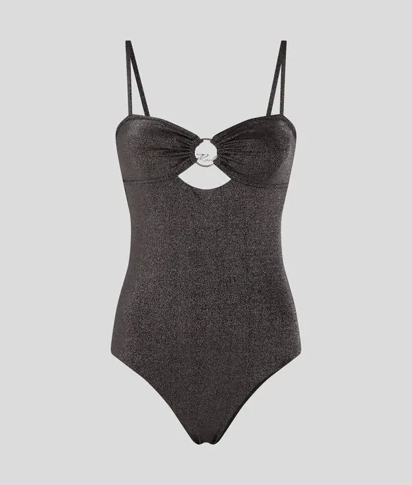 Karl Lagerfeld K/signature Metallic Bandeau One-piece Swimsuit