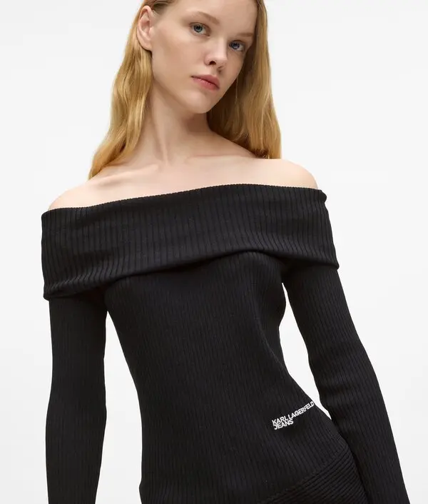 KL JEANS Jeans Off-shoulder Ribbed Knit Top