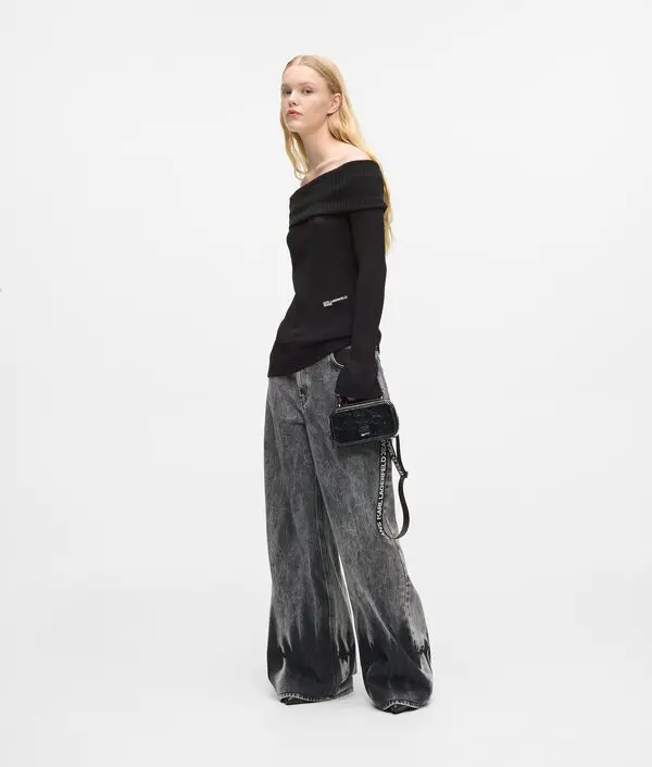 KL JEANS Jeans Off-shoulder Ribbed Knit Top