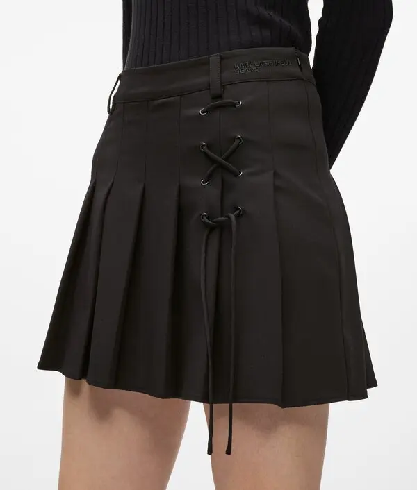 KL JEANS Pleated Mini Skirt With Tie Detail