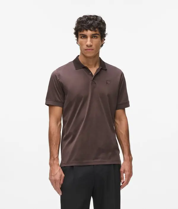 Karl Lagerfeld Square Snap Button Polo Shirt - Black/brow