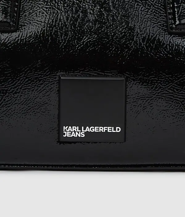 Karl Lagerfeld Glossy Bowling Bag With Branded Strap