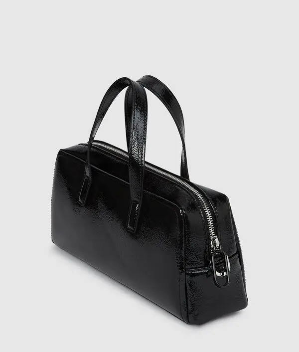 Karl Lagerfeld Glossy Bowling Bag With Branded Strap