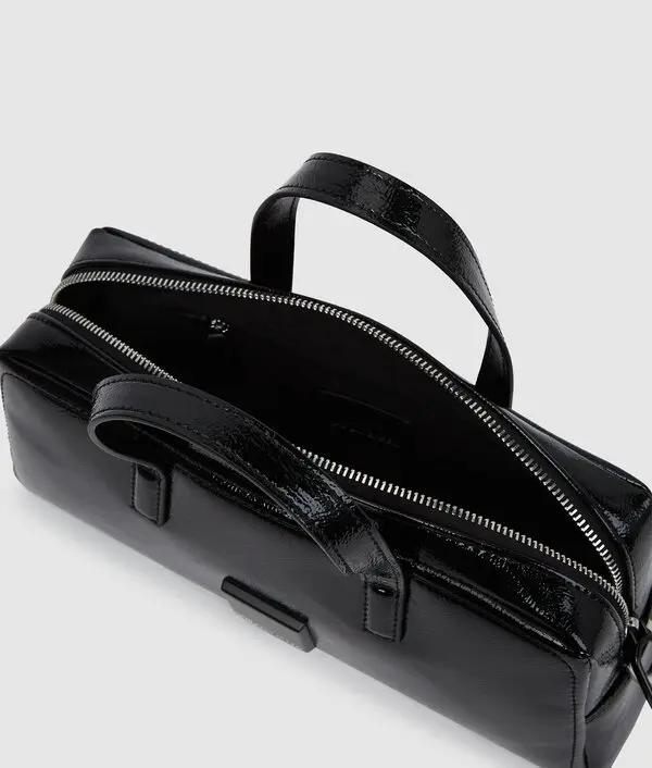 Karl Lagerfeld Glossy Bowling Bag With Branded Strap