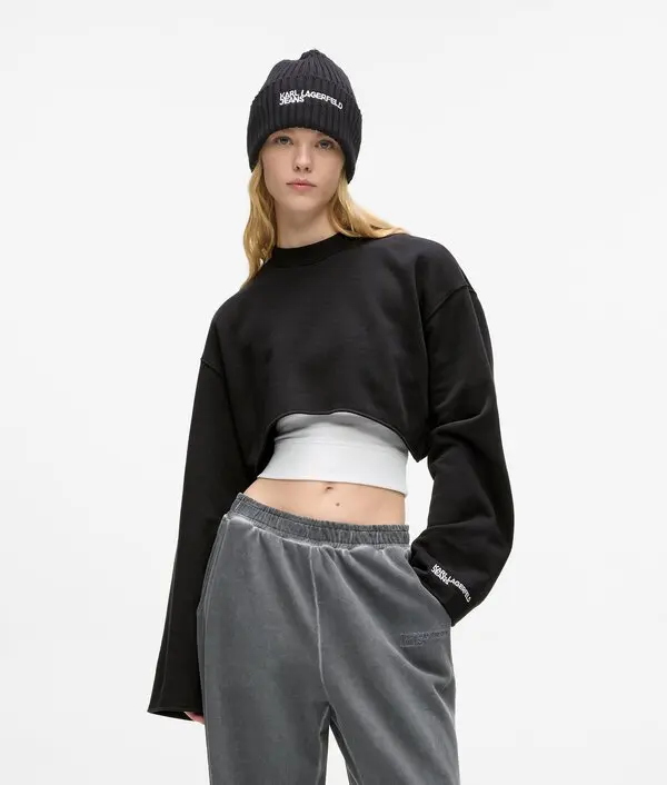 KL JEANS Jeans Layered Cropped Sweatshirt With Fitted Tank - White/black