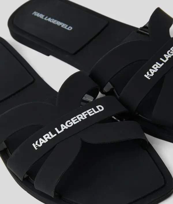 Karl Lagerfeld Matte Rubber Jelly Slides With Cut-out Detail