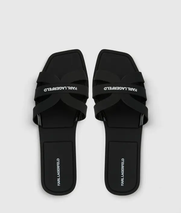 Karl Lagerfeld Matte Rubber Jelly Slides With Cut-out Detail