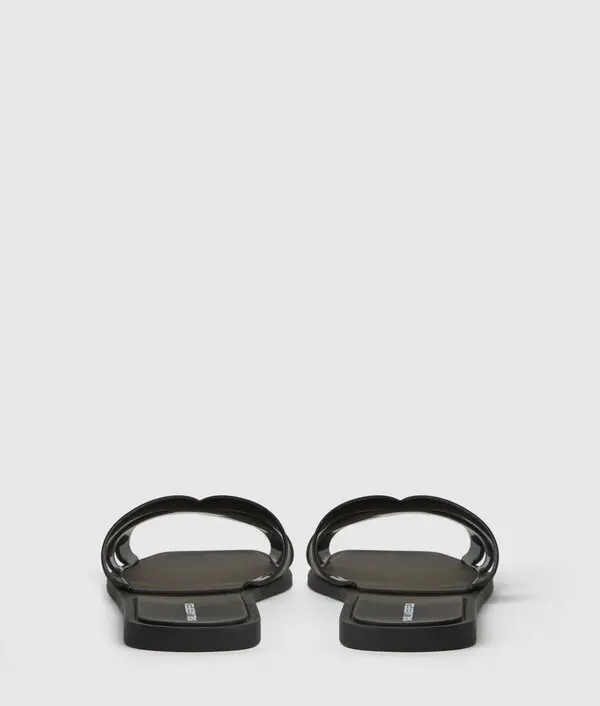 Karl Lagerfeld Matte Rubber Jelly Slides With Cut-out Detail