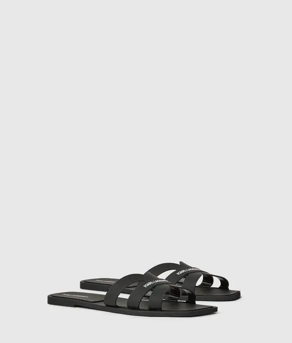 Karl Lagerfeld Matte Rubber Jelly Slides With Cut-out Detail
