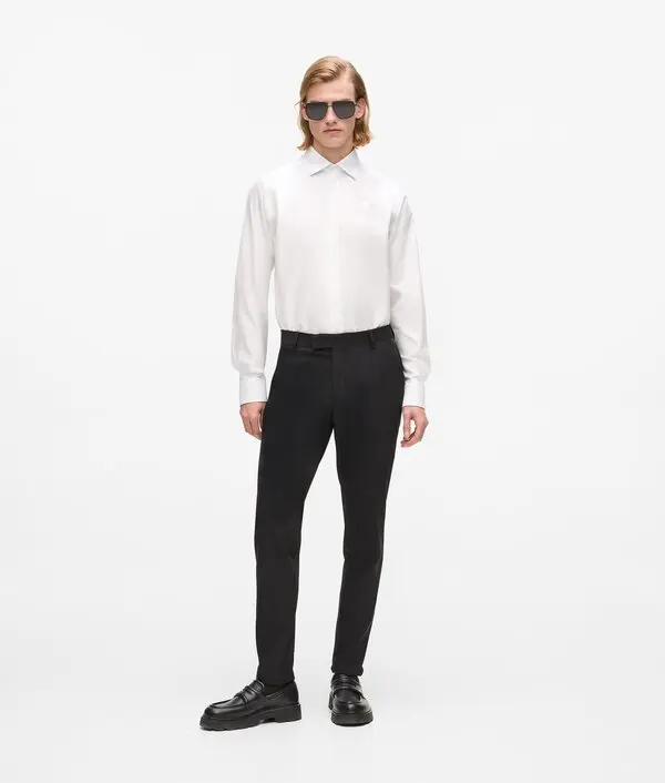 Karl Lagerfeld Tailored Faux-leather Detail Pants - Black