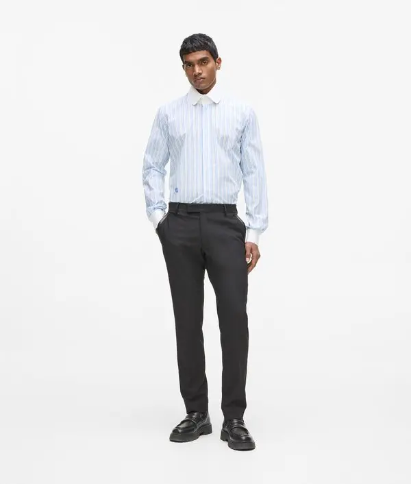 Karl Lagerfeld Contrast Collar Striped Shirt