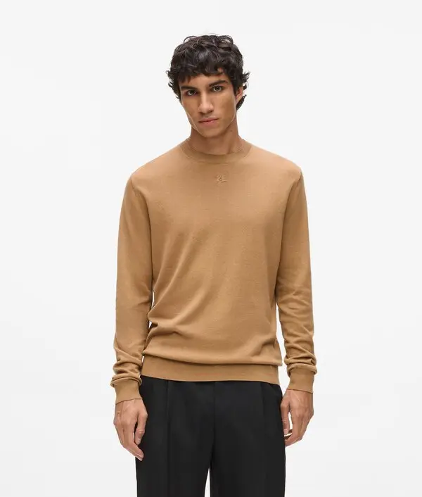 Karl Lagerfeld Crewneck Knitted Sweater - Camel