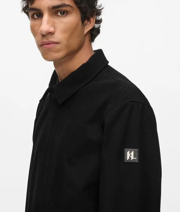 Karl Lagerfeld Rain Coat With Pointed Collar And Monogram Detail
