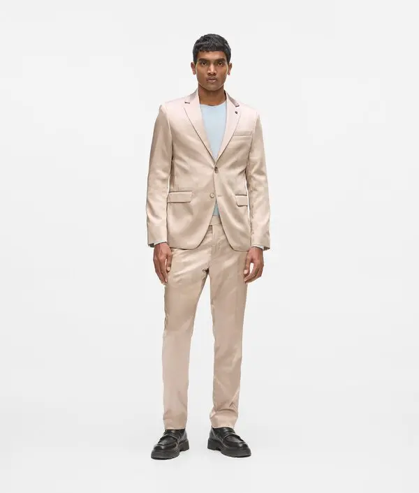 Karl Lagerfeld Satin Tailored Pants - Camel