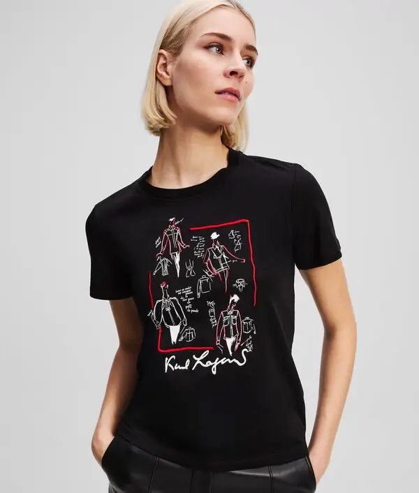 Karl Lagerfeld Organic Cotton T-shirt With Archive Graphic