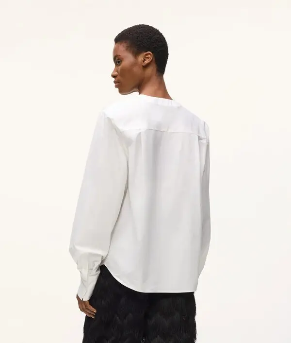 Karl Lagerfeld V-neck Shirt With Balloon Sleeves And Pleated Front