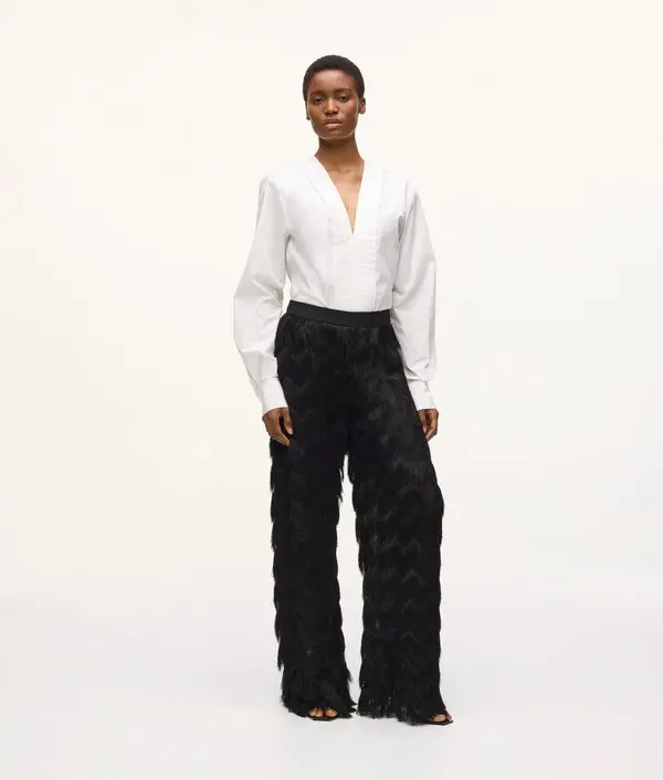 Karl Lagerfeld V-neck Shirt With Balloon Sleeves And Pleated Front - White