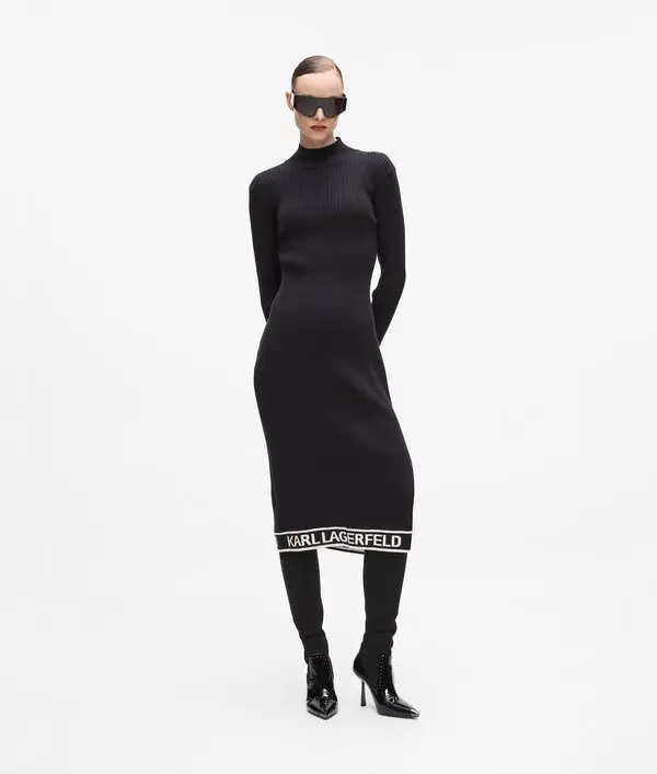 Karl Lagerfeld Logo Knit Maxi Dress