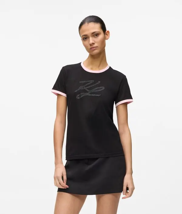 Karl Lagerfeld Exclusive Rhinestone Autograph T-shirt - Black