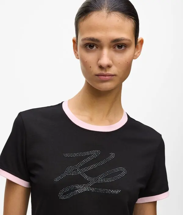 Karl Lagerfeld Exclusive Rhinestone Autograph T-shirt