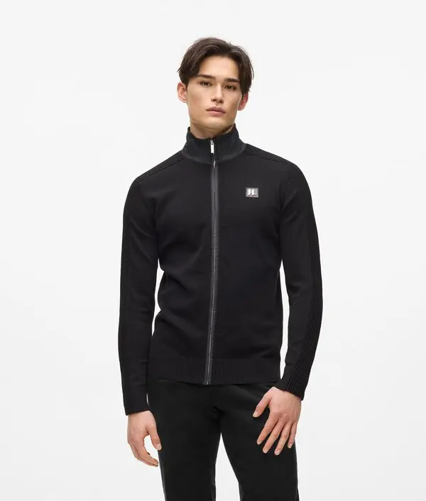 Karl Lagerfeld Knit Zip-up Jacket - Black