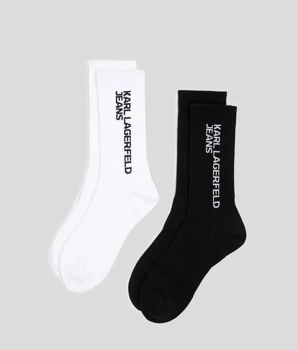 Karl Lagerfeld Logo Ribbed Socks 2-pack - White/black
