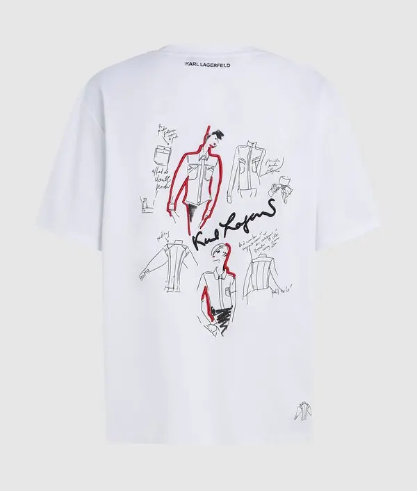 Karl Lagerfeld Oversized T-shirt With Archive Sketch Print