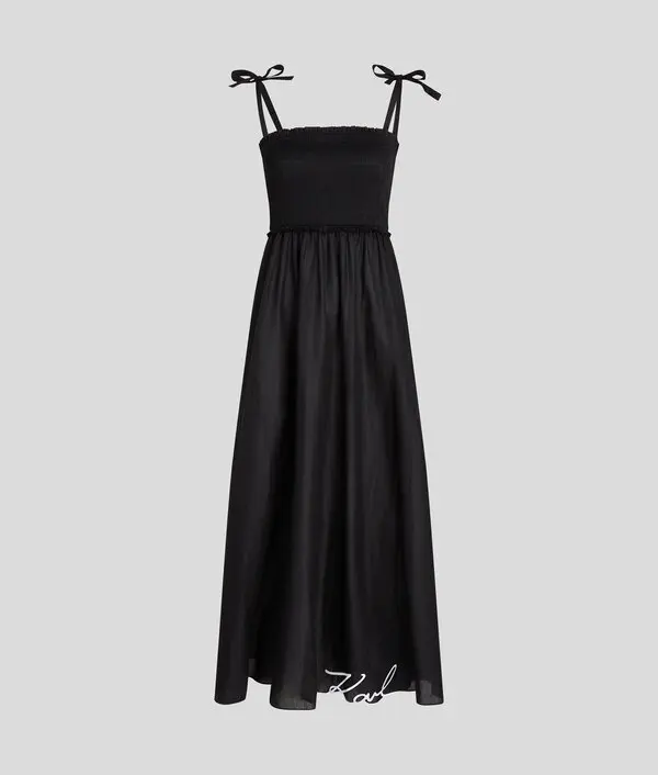 Karl Lagerfeld Beach Dress With Smocked Bodice And Tie Straps