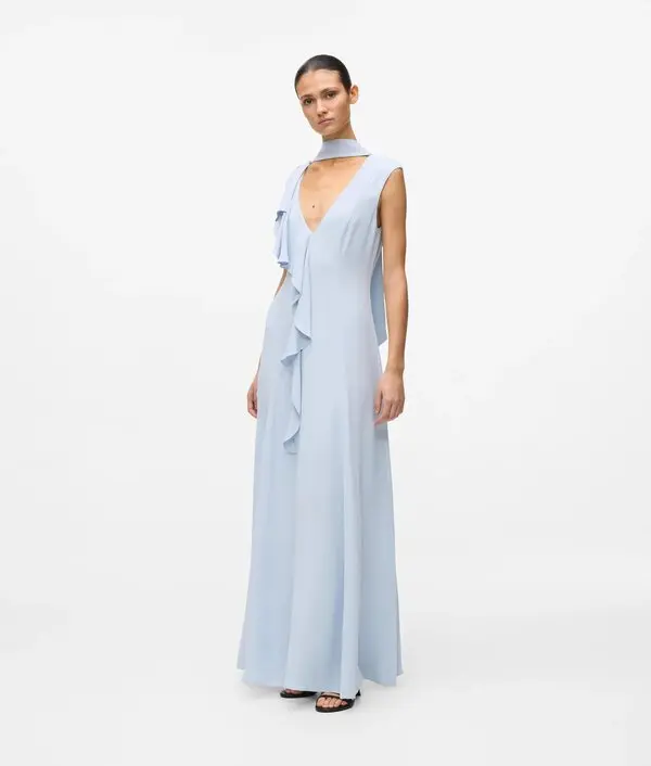 Karl Lagerfeld Viscose Ruffle-detail Maxi Dress - Kentucky Blue