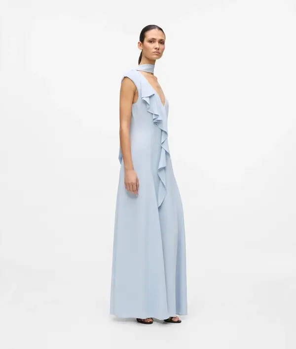 Karl Lagerfeld Viscose Ruffle-detail Maxi Dress - Kentucky Blue