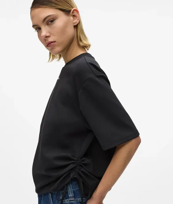Karl Lagerfeld Tie Detail Ruched T-shirt - Black