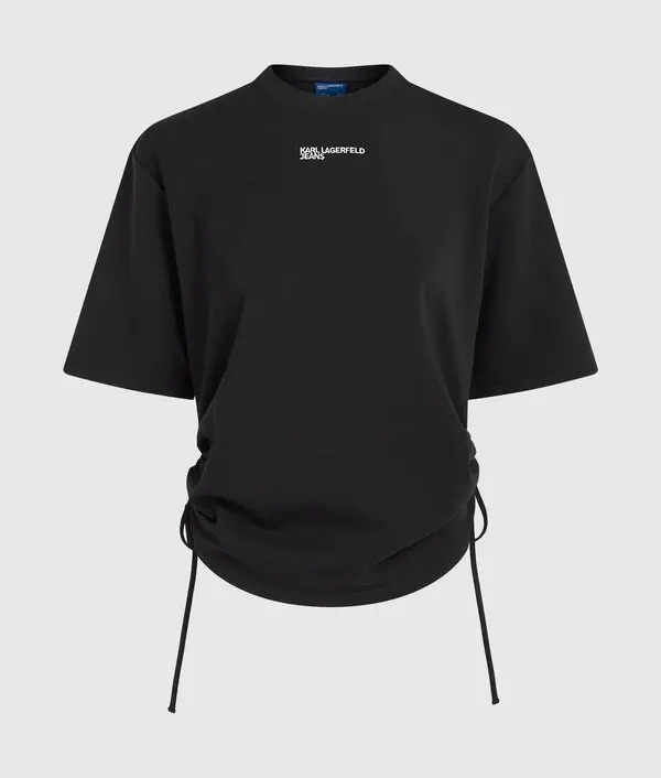 Karl Lagerfeld Tie Detail Ruched T-shirt - Black