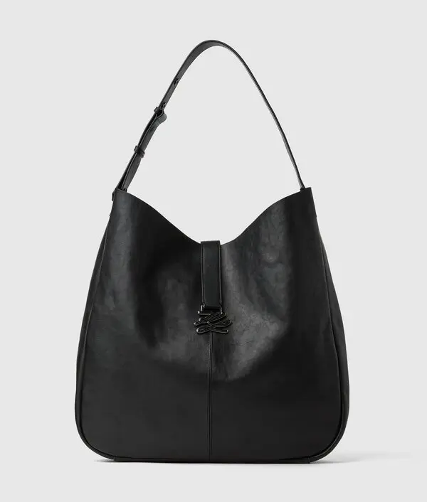 Karl Lagerfeld K/autograph Swing Oversized Hobo Bag - Black-gunmetal