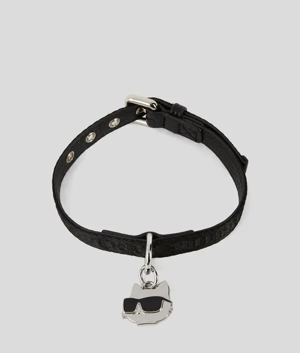 Karl Lagerfeld Ikon Cat Collar With Charm - Black