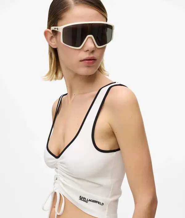 KL JEANS Jeans Cropped V-neck Tank Top - White