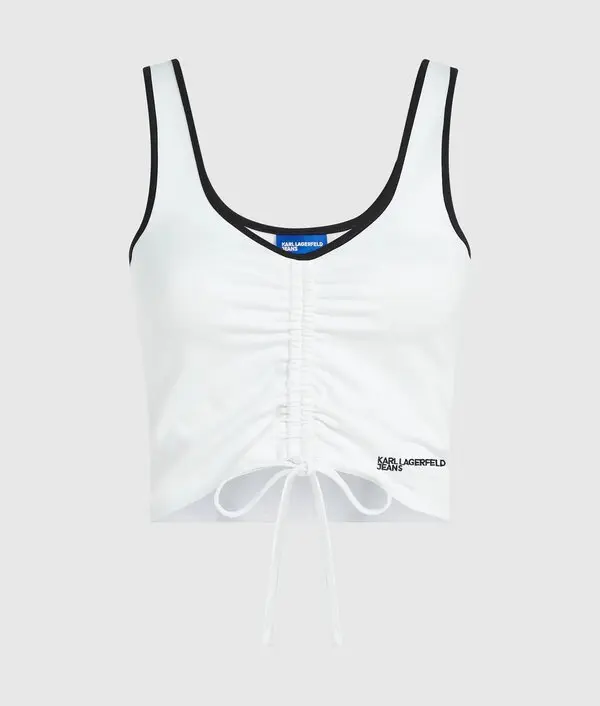 KL JEANS Jeans Cropped V-neck Tank Top - White