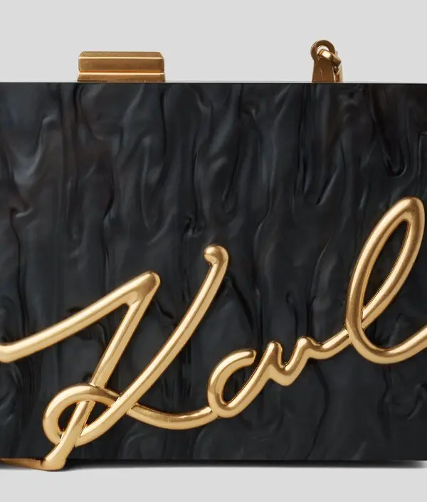 Karl Lagerfeld K/soirée Clutch With 3d Signature Embellishment - Black