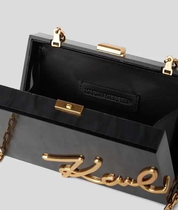 Karl Lagerfeld K/soirée Clutch With 3d Signature Embellishment - Black