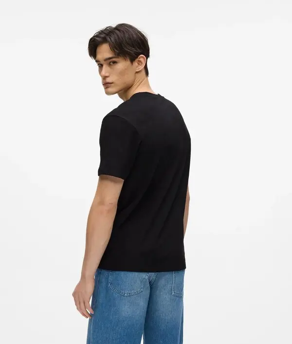 Karl Lagerfeld Monogram Linen Blend T-shirt - Black