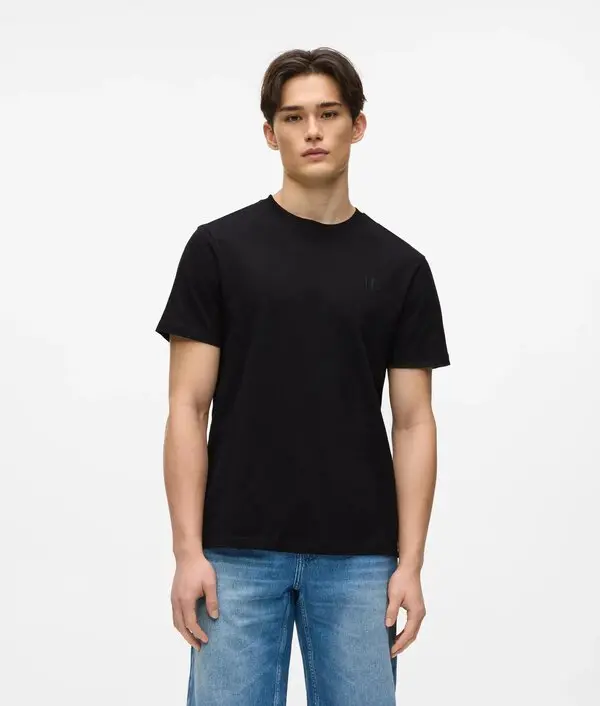 Karl Lagerfeld Monogram Linen Blend T-shirt - Black