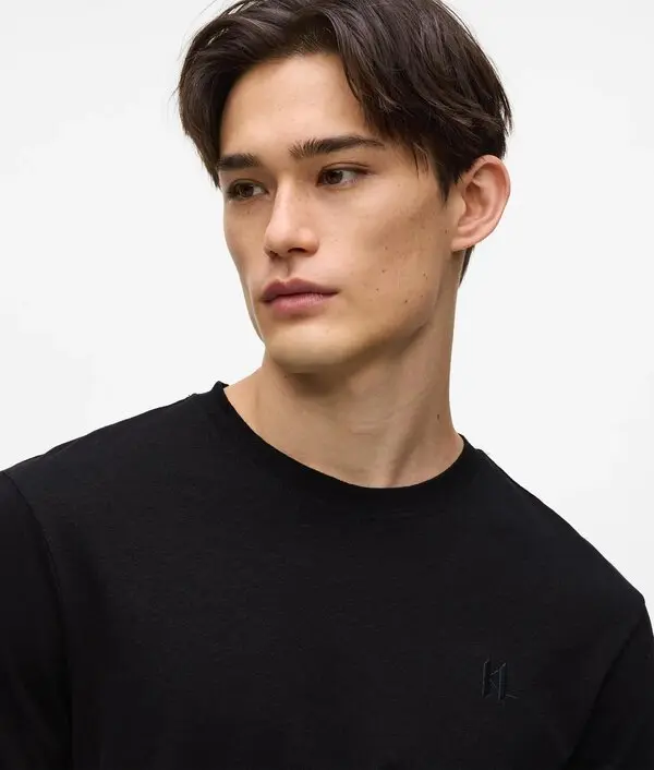 Karl Lagerfeld Monogram Linen Blend T-shirt - Black