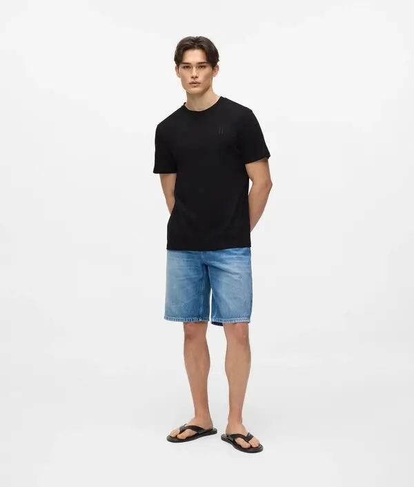 Karl Lagerfeld Monogram Linen Blend T-shirt - Black