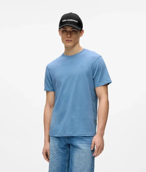 Karl Lagerfeld Monogram Linen Blend T-shirt - Coronet Blue