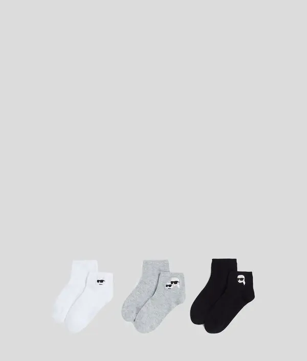 Karl Lagerfeld Ikon Short Socks 3-pack - Black/white/grey