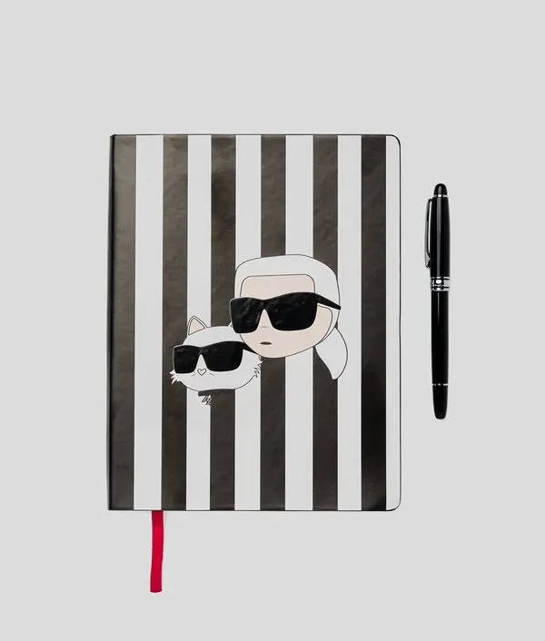 Karl Lagerfeld Ikon Notebook And Pen Set - Black/white