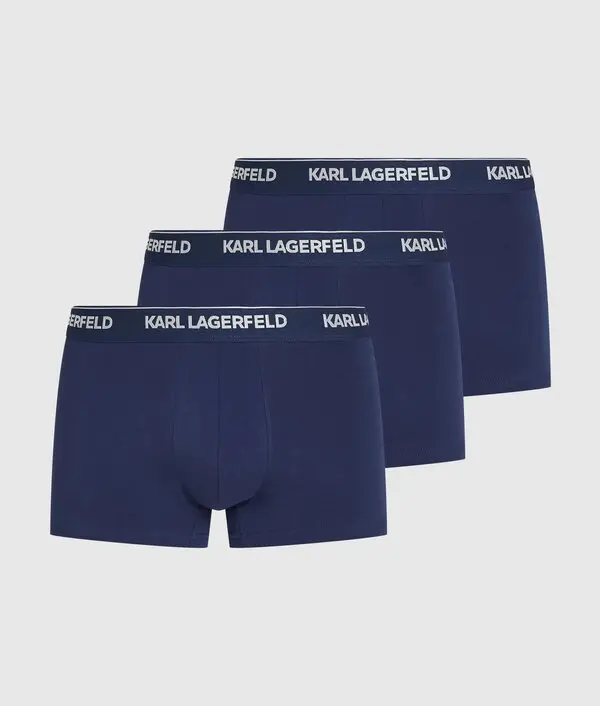 Karl Lagerfeld Metallic Logo Trunks – 3 Pack - Medieval Blue