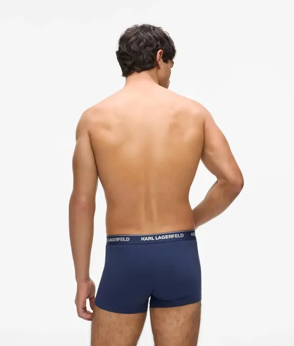Karl Lagerfeld Metallic Logo Trunks – 3 Pack - Medieval Blue